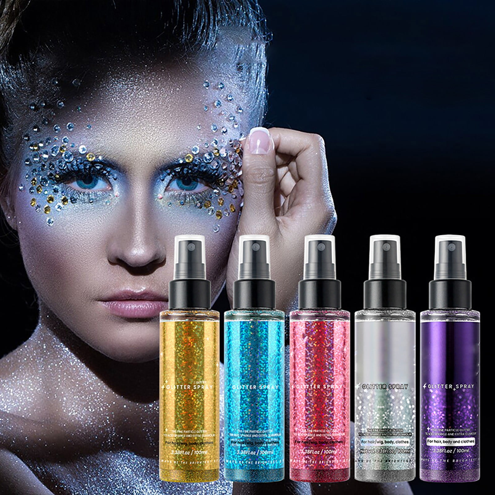 Body, Face and Hair Glitter Spray Gold 100Ml Shine Body Facial Hair ...