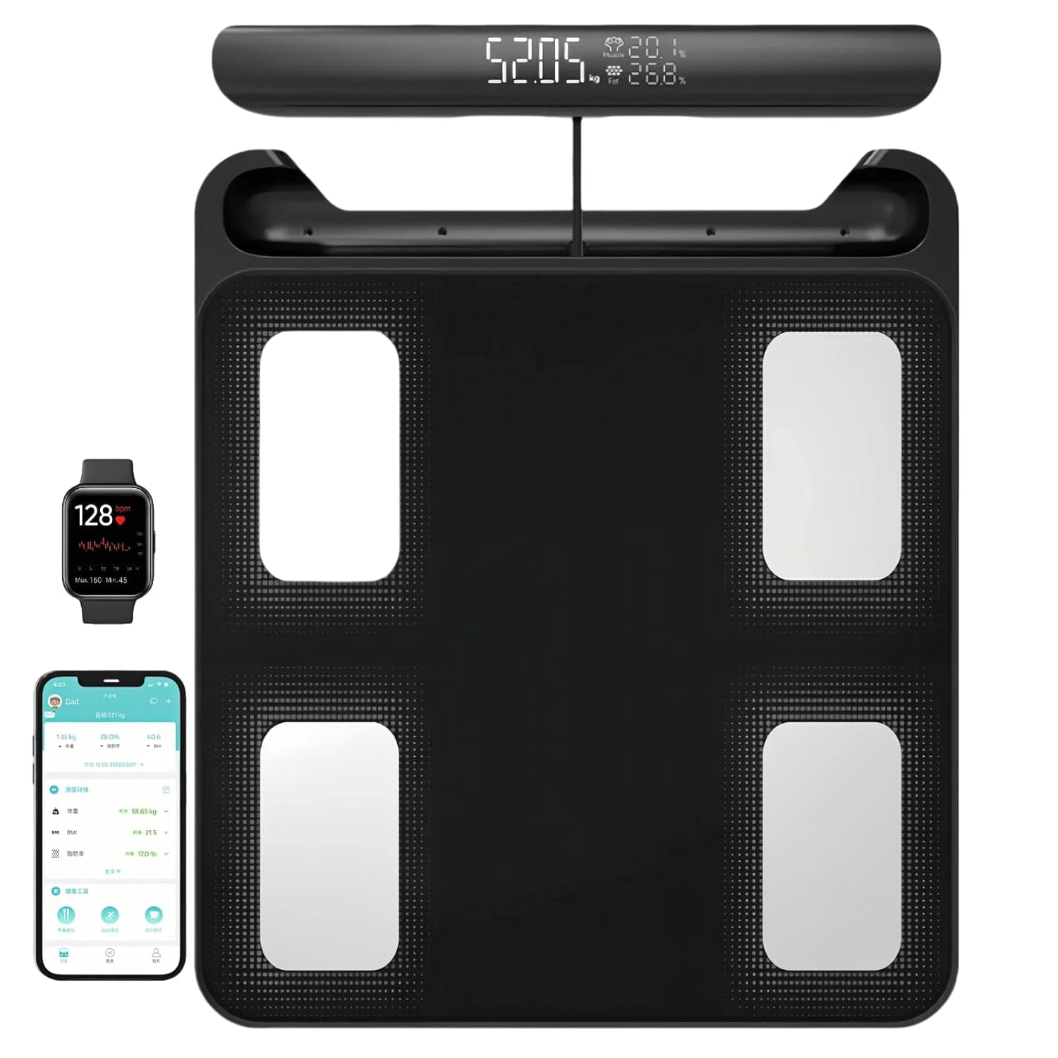 Body Fat Scale with Handles, 8-Electrode Smart Body Composition Scale ...