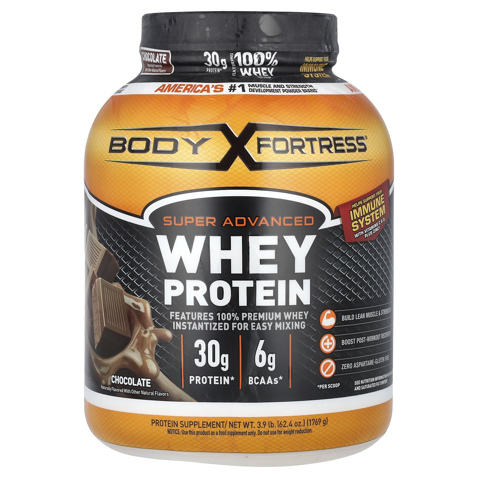 Body Fortress Super Advanced Whey Protein Powder Mix, Chocolate, Muscle Builder, 3.9 lb ...