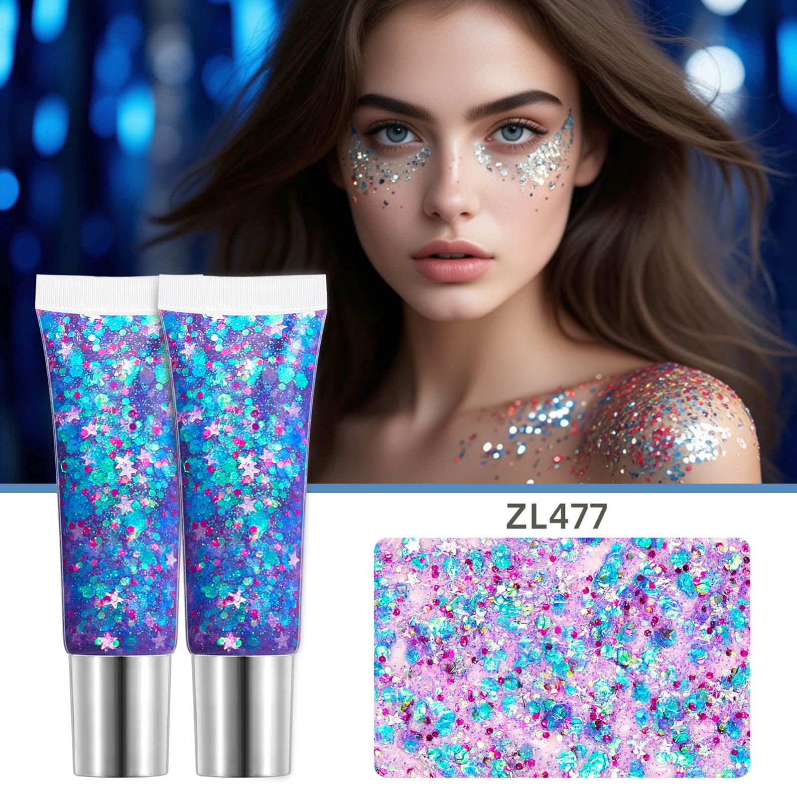 Body Glitter Gel, Face Hair Glitter for 4th of July Outfits for Women ...