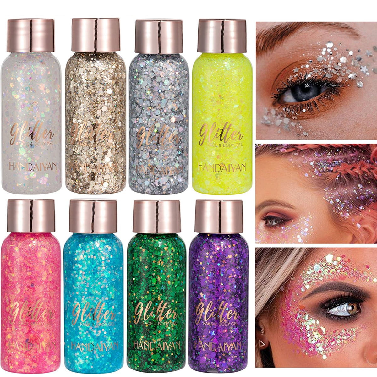 Body Glitter Gel, Holographic Face Glitter Gel Shimmer Makeup for Hair ...