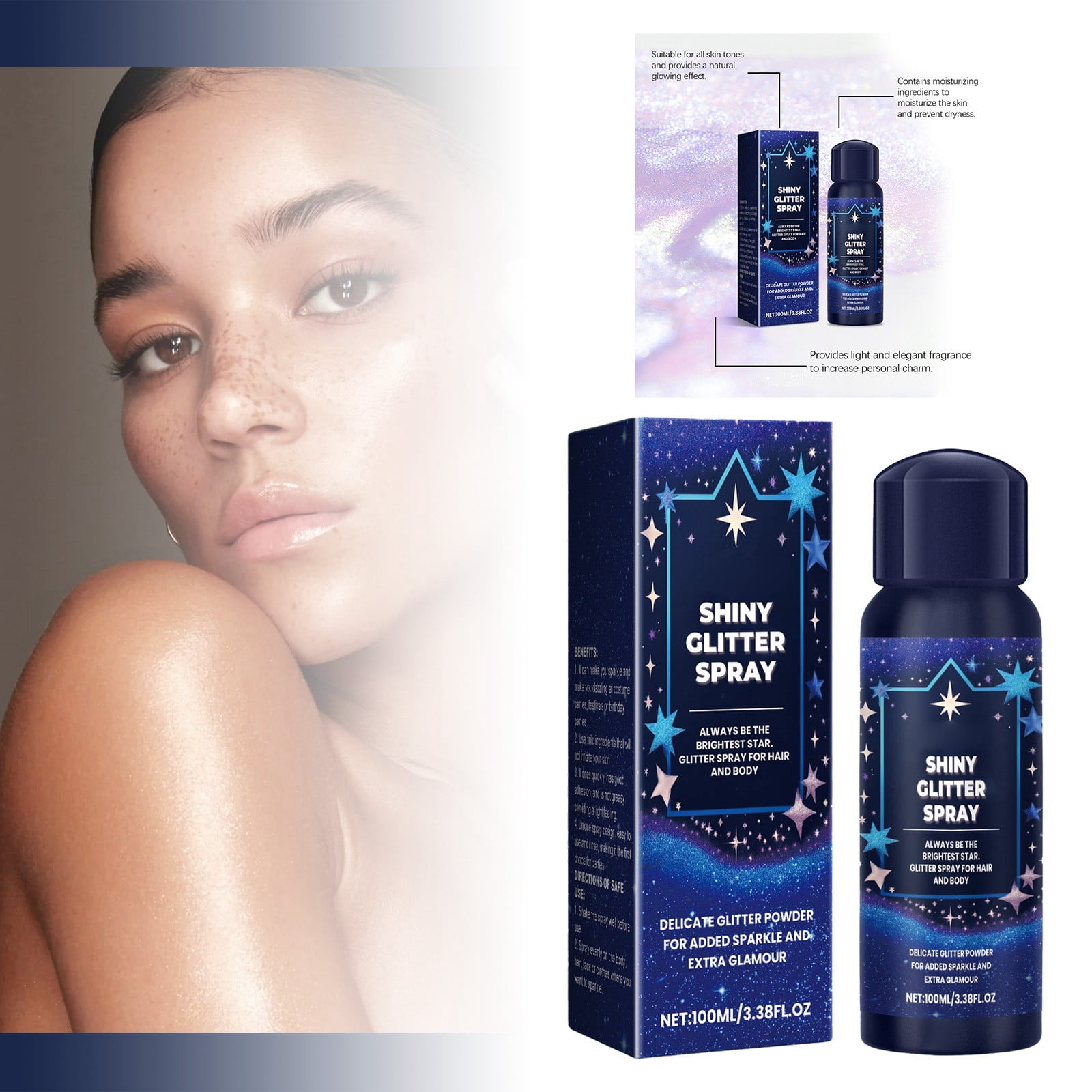 Body Glitter Spray Face Collarbone Hair Highlight Spray Brighten ...