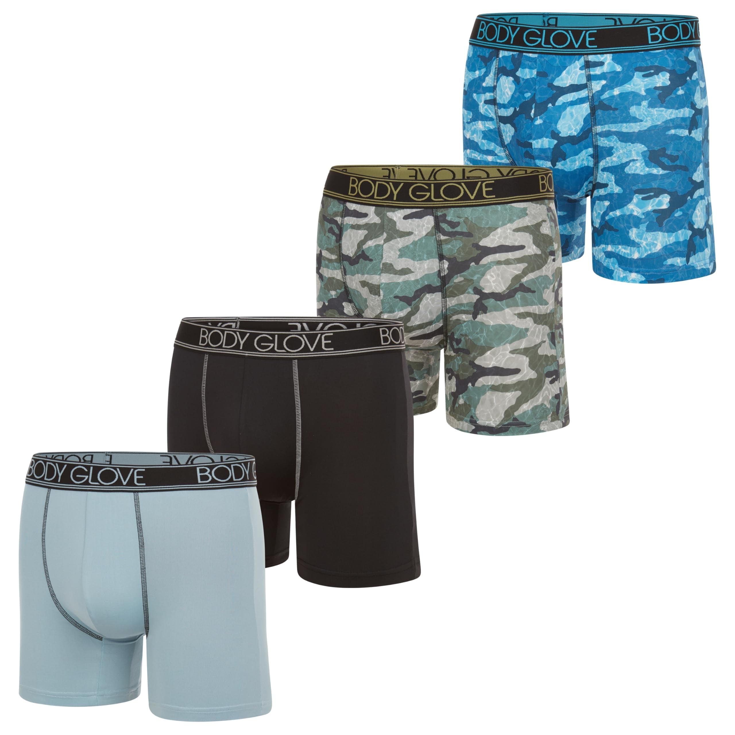 Body Glove 4-Pack Mens Underwear Boxer Briefs - Anti Chafing Long Leg ...