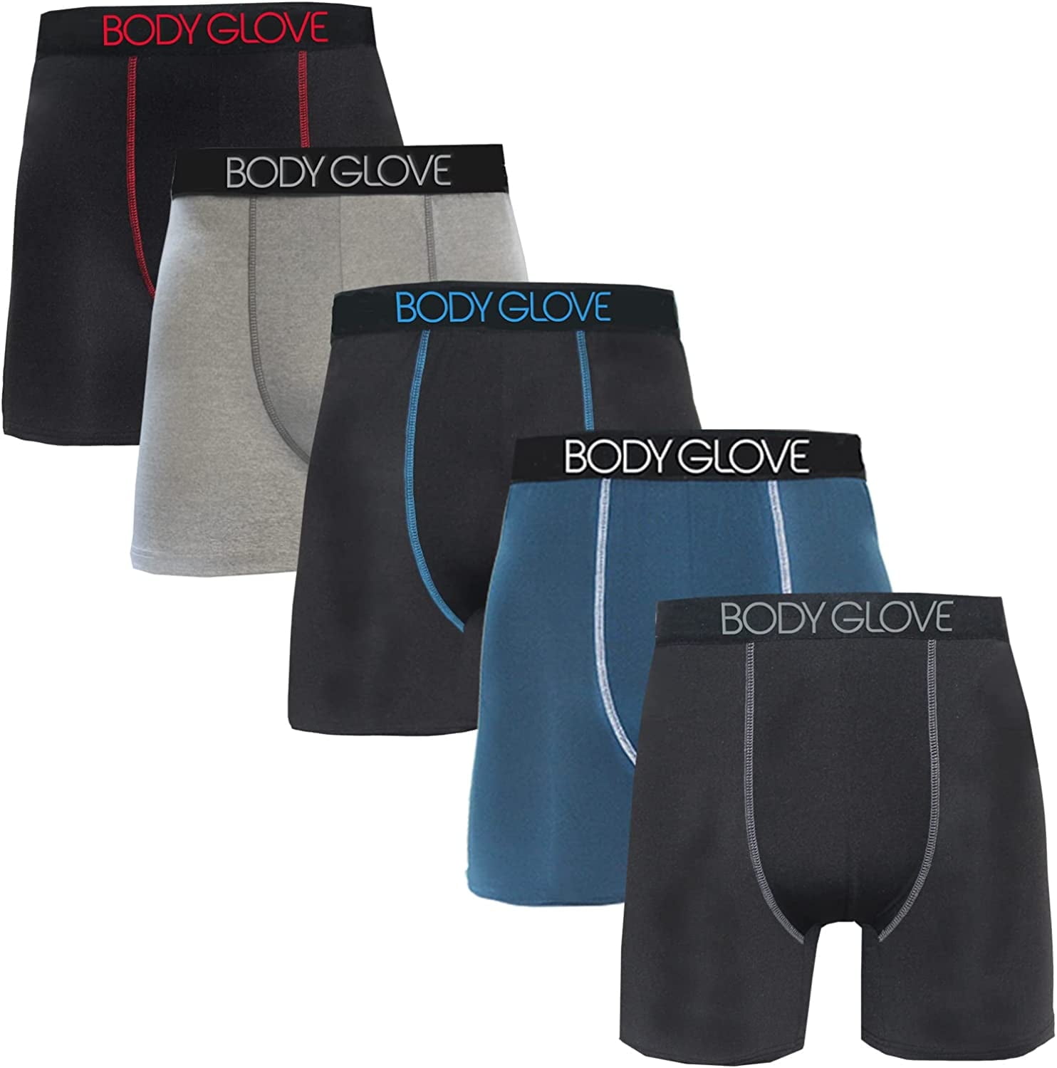 Body Glove 5-Pack Moisture Wicking Performance Boxers Briefs Underwear ...