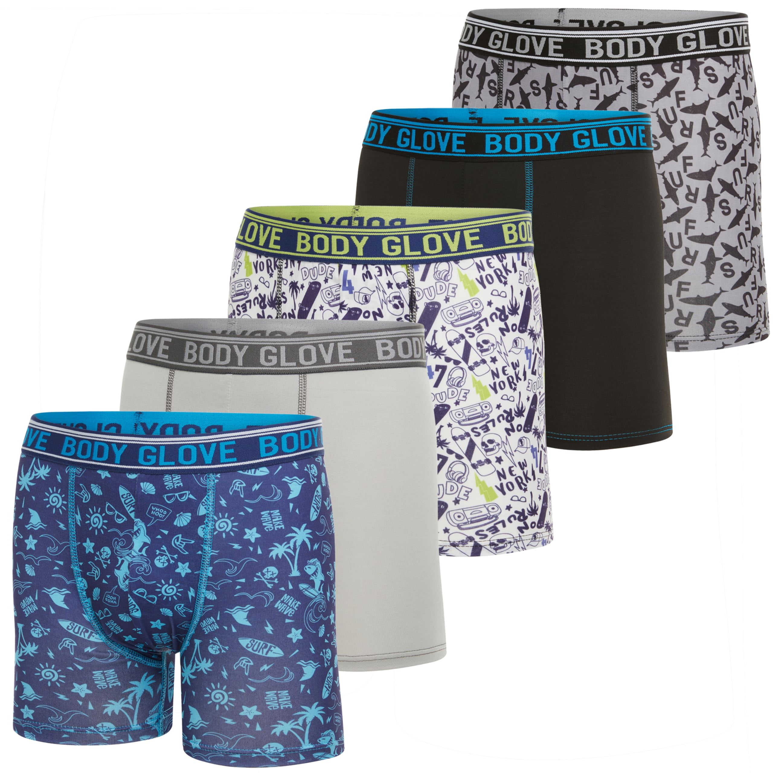 Body Glove Boys Boxer Briefs - Pack of 5 - Comfortable and Durable ...
