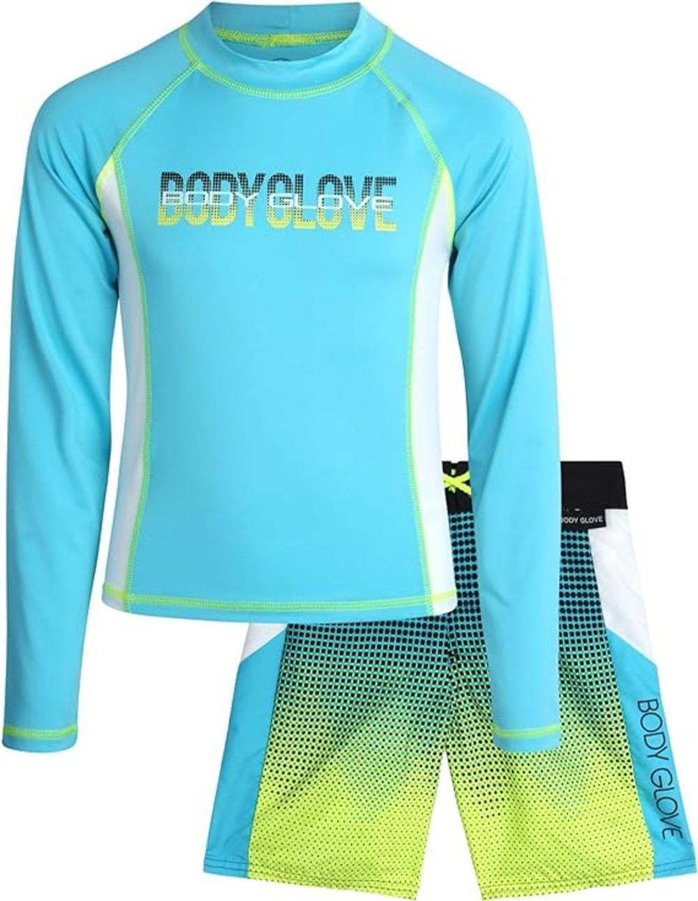 Body Glove Boys' Long Sleeve Rash Guard and Swim Trunk Set, UPF 50+ Sun ...