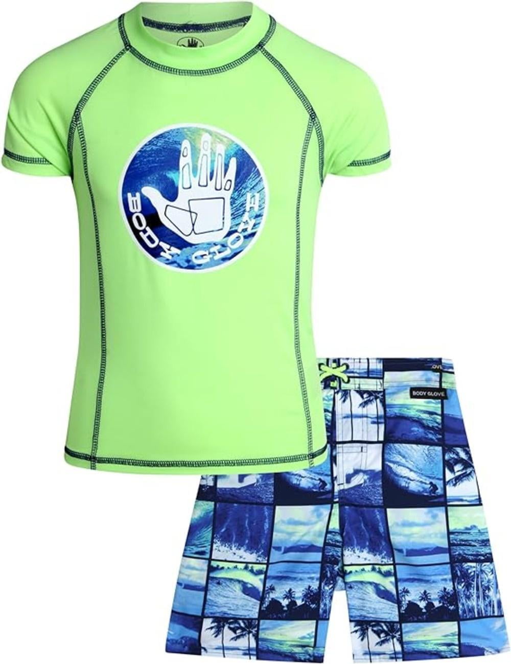 Body Glove Boys’ Rash Guard Set – UPF 50+ Short Sleeve Swim Shirt and ...