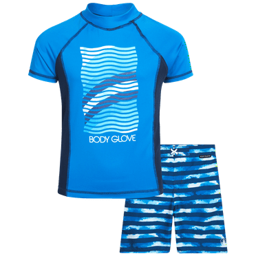 Big Chill Boys' Rash Guard Set - 2 Pack UPF 50+ Short Sleeve Swim Shirt ...