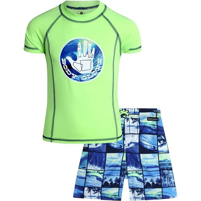 Body Glove Boys’ Rash Guard Set – UPF 50+ Short Sleeve Swim Shirt and ...