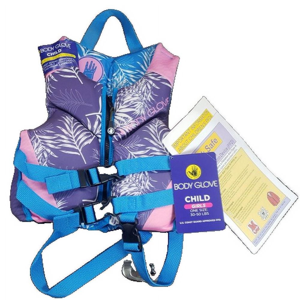 Body Glove Girls PFD, One Size, Purple/Pink/Blue, 30-50 lbs - Walmart.com