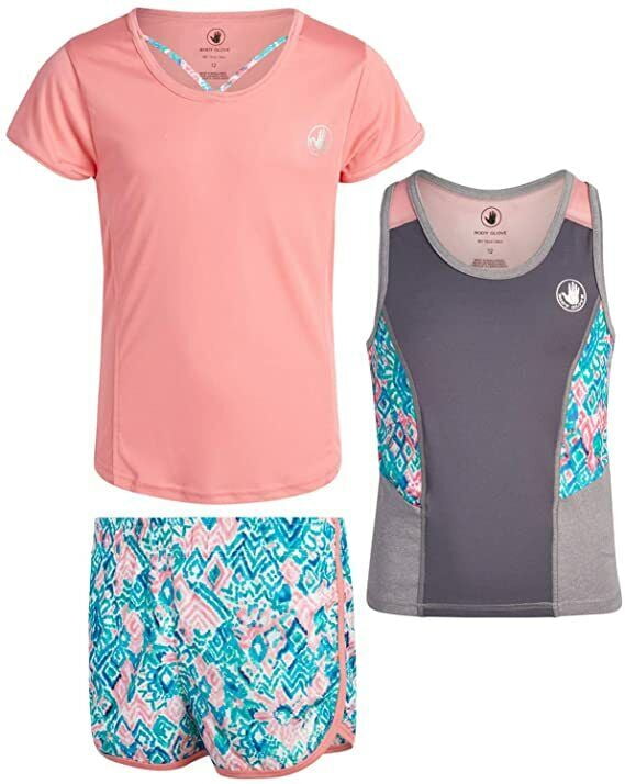 Body Glove Girls Active Short Set with Matching Tank Top and T-Shirt 10 ...