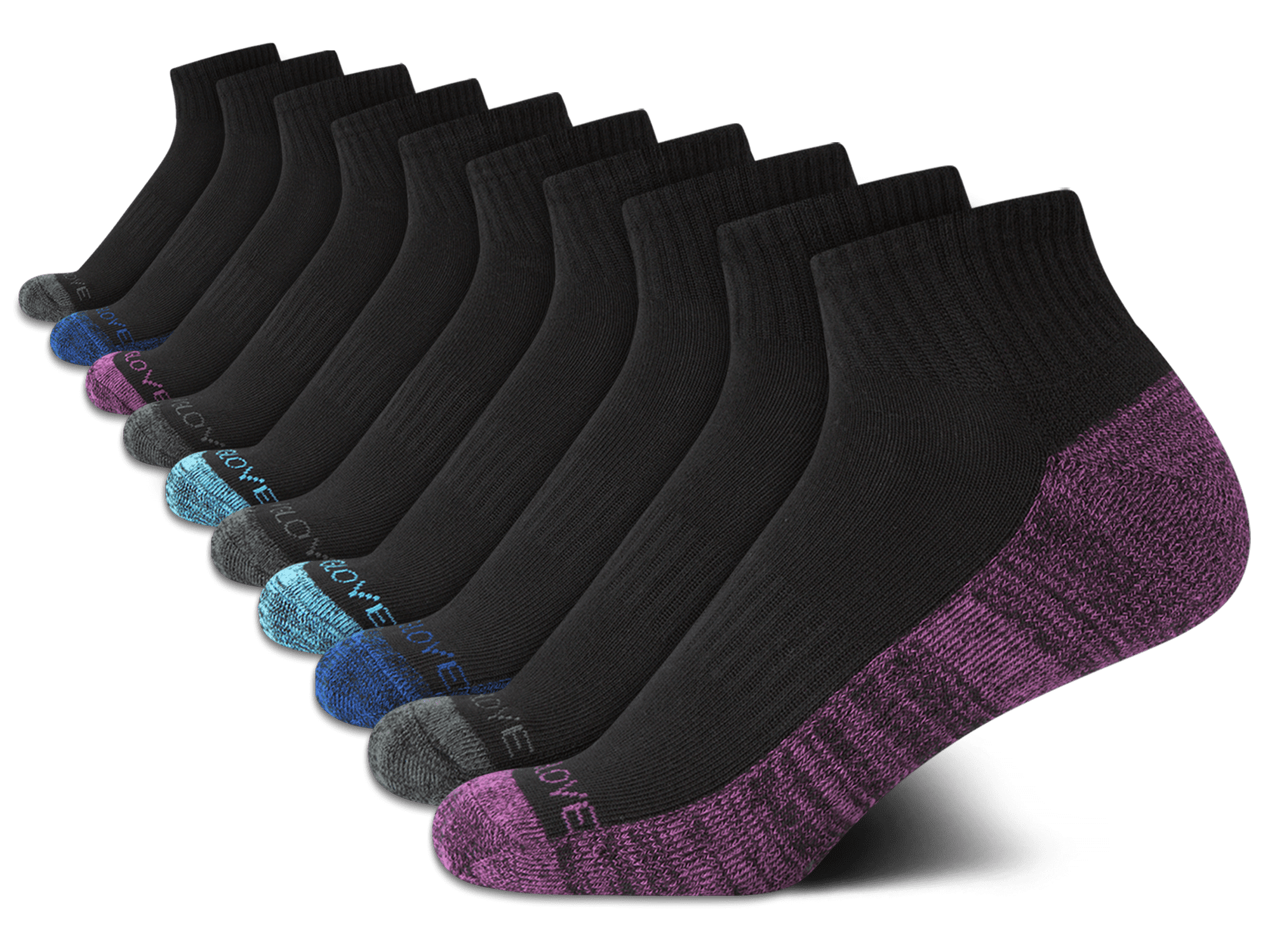 Body Glove Girls' Athletic Quarter Socks, 10 Pack, Moisture Wicking ...