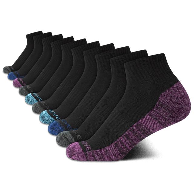 Body Glove Girls' 10 Pack Moisture Wicking Athletic Quarter Cut Socks ...