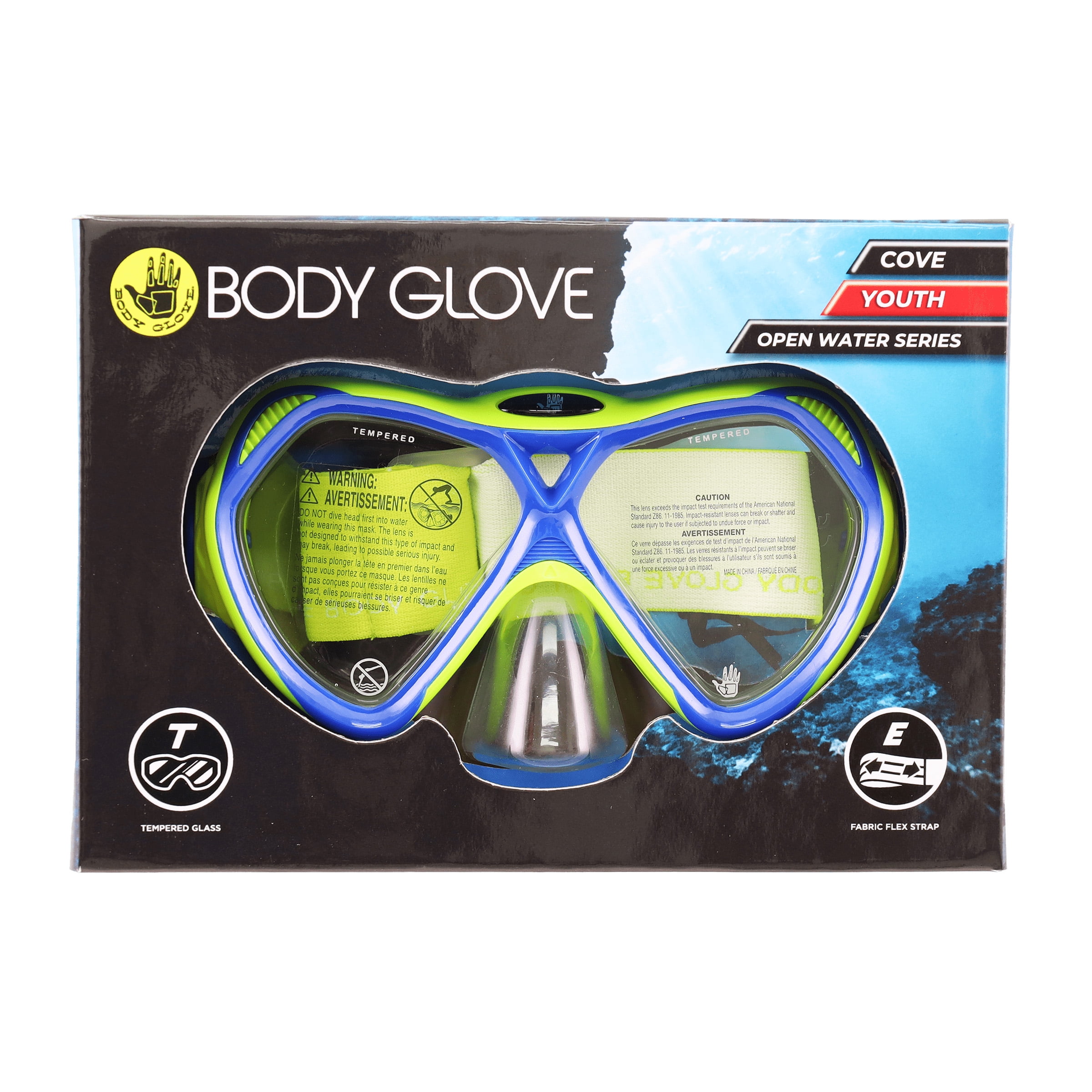 Body Glove Junior Cove Swimming Diving Snorkeling Mask, Blue/Yellow ...