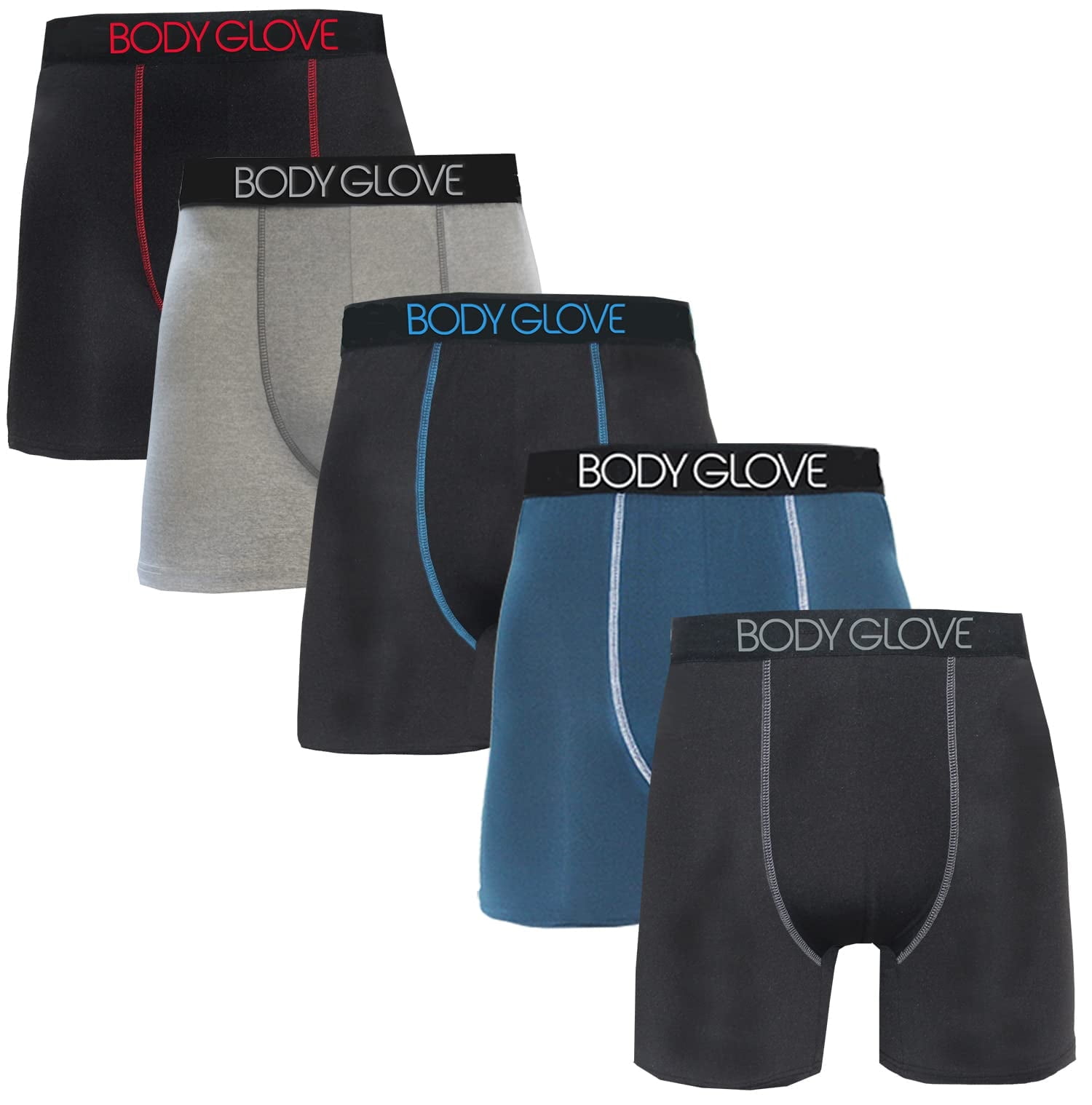 Body Glove Men's Boxer Brief 5-Pack Moisture Wicking Performance ...