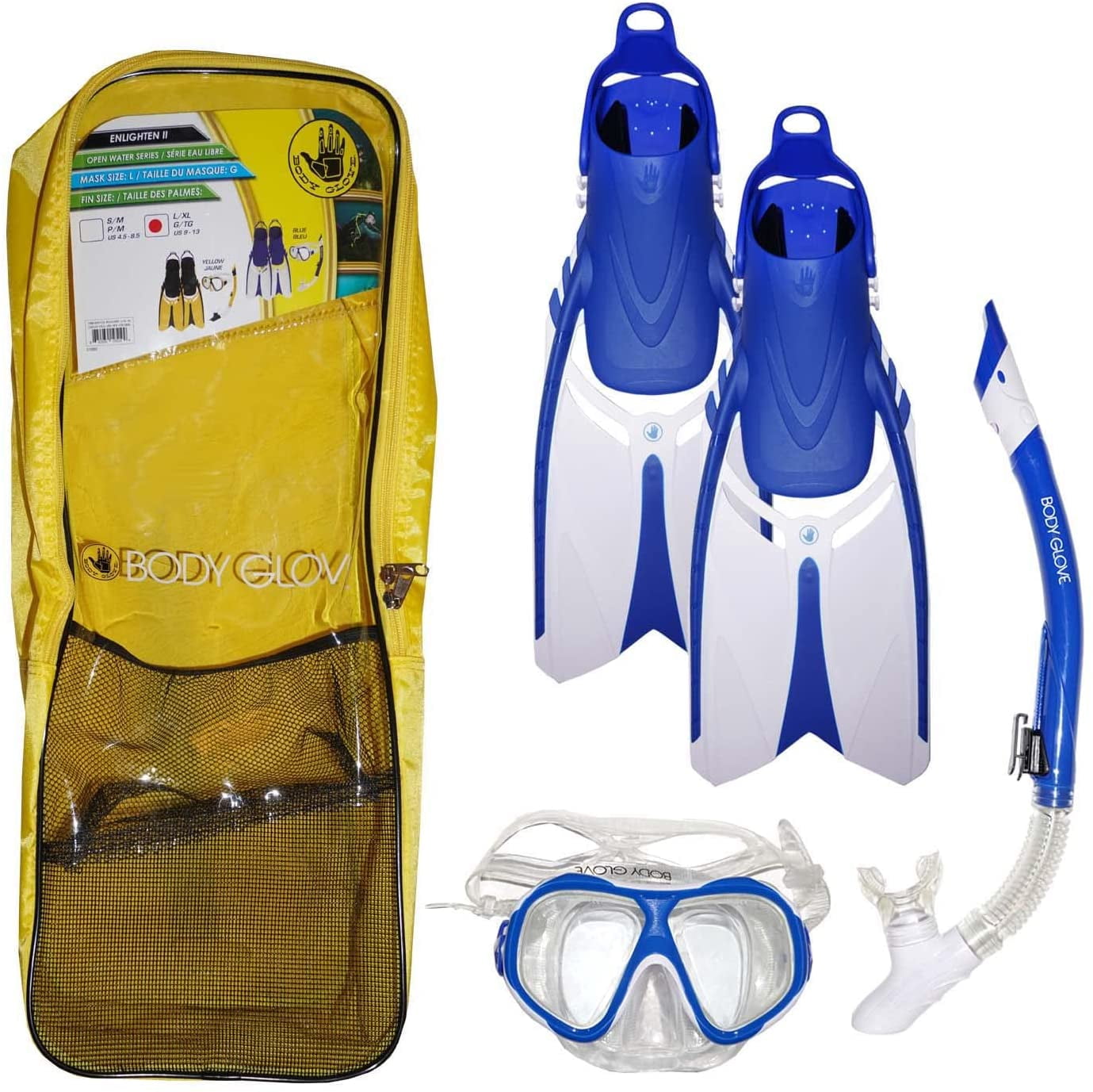 Body Glove Snorkeling Set Travel Bag Dive Mask And Snorkel And Fins Set ...