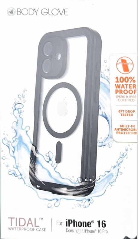 Body Glove Tidal Waterproof with MagSafe Case for iPhone 16, Black ...