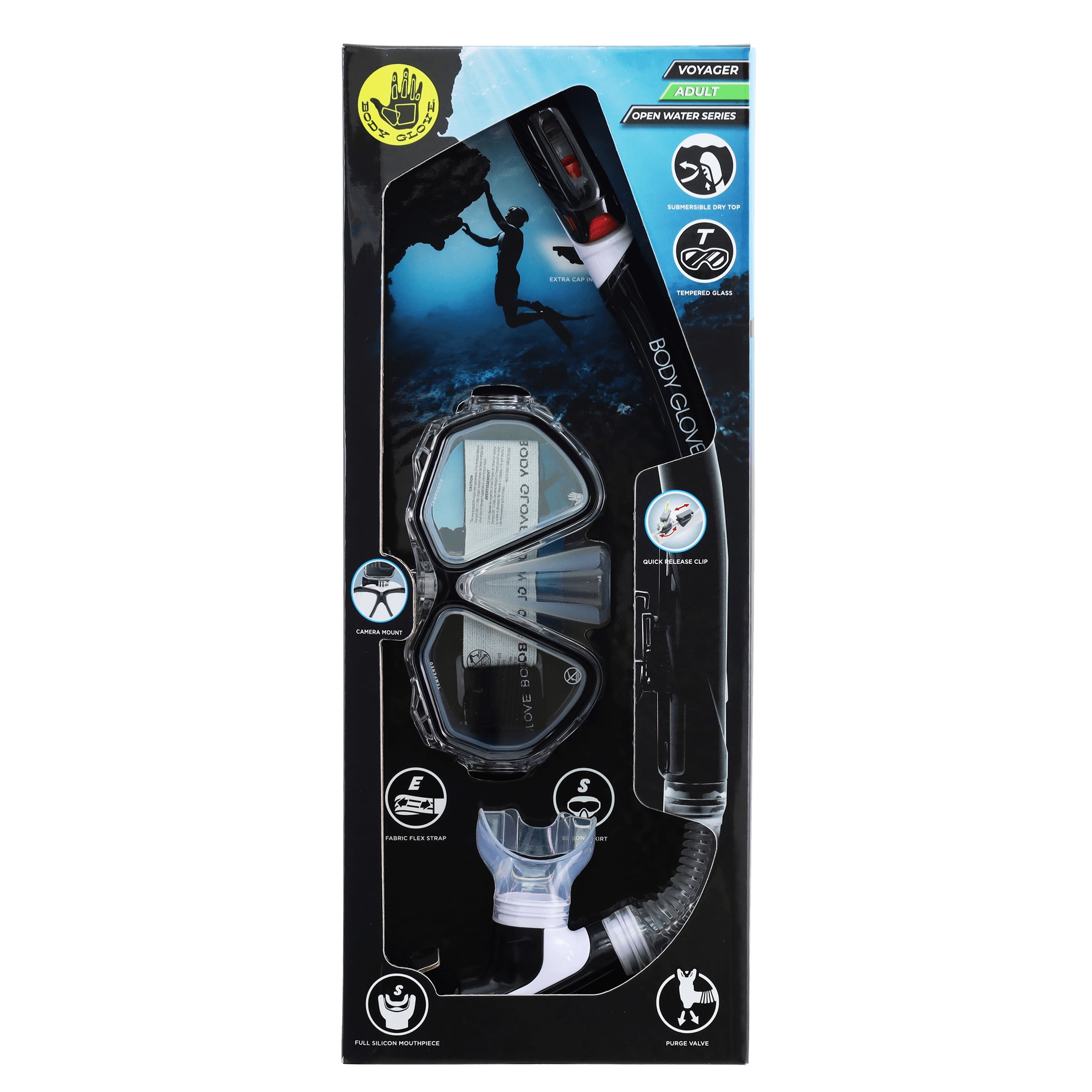 Body Glove Voyager Adult Swimming Diving Mask and Snorkel Combo, GoPro ...