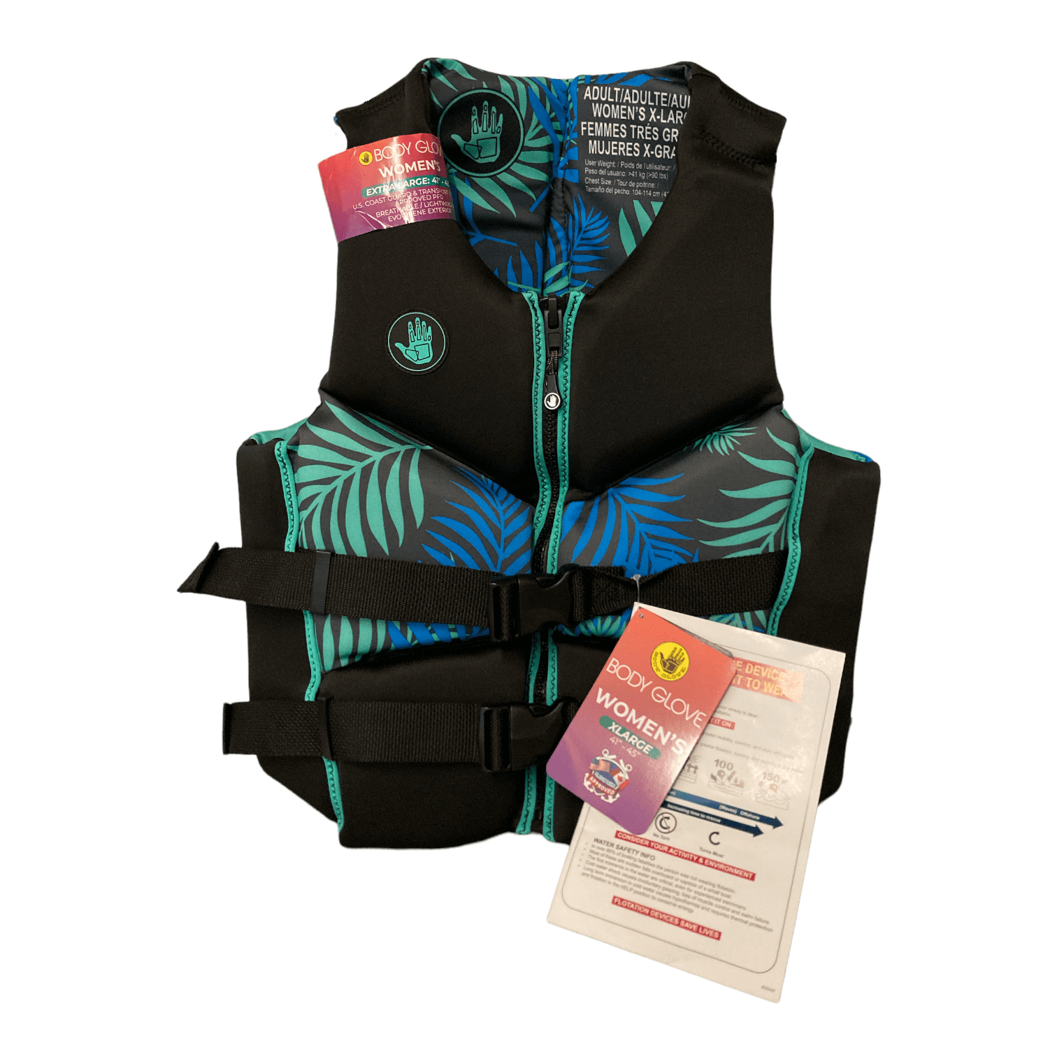 Body Glove Women's USCG Life Jacket Vest, XL, Palm Green, with ...