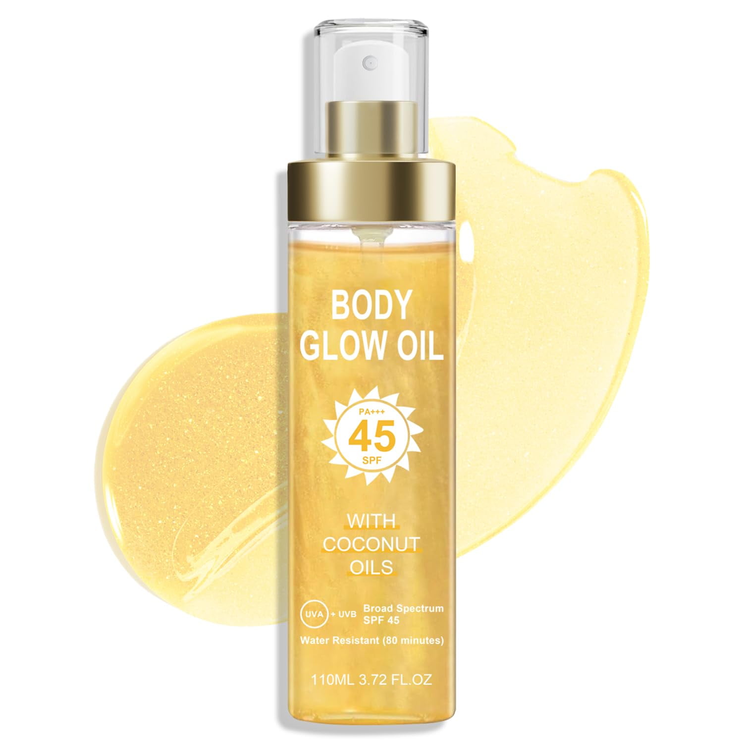 Body Glow Oil, Sunscreen XEF1 Shimmer Oil, SPF 45 Body Oil with with ...