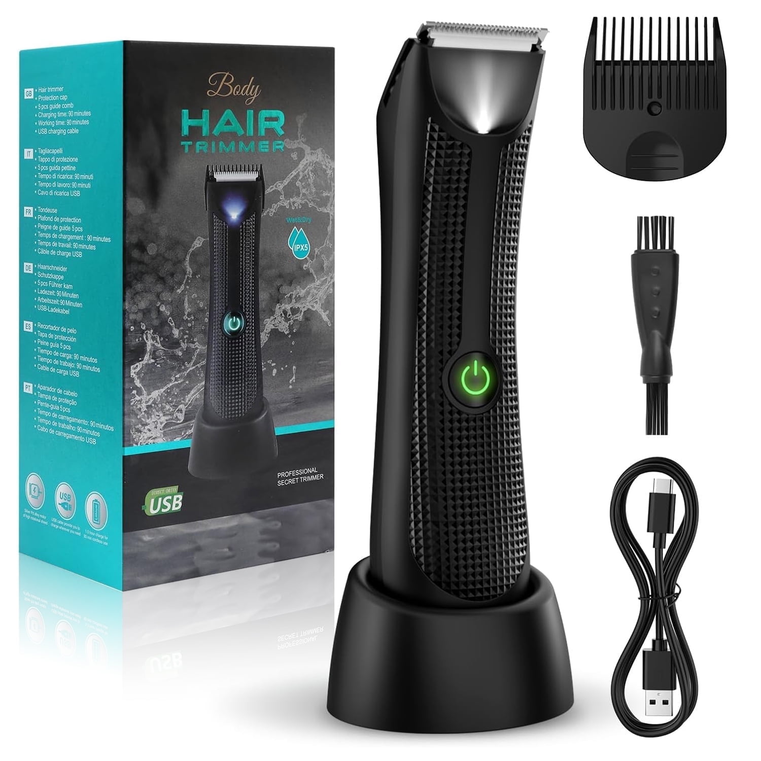 Ball Trimmer for Men, MICHPONG Body Ball Shaver Rechargeable Waterproof ...