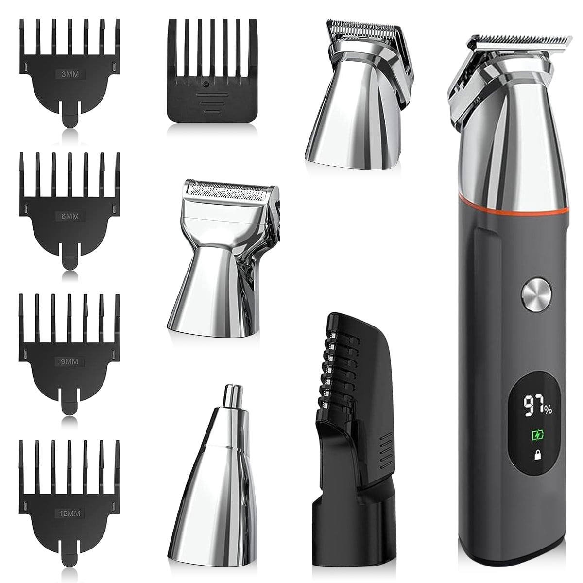 Body Hair Trimmer for Men, 5 in 1 Electric Razor with LED Display ...