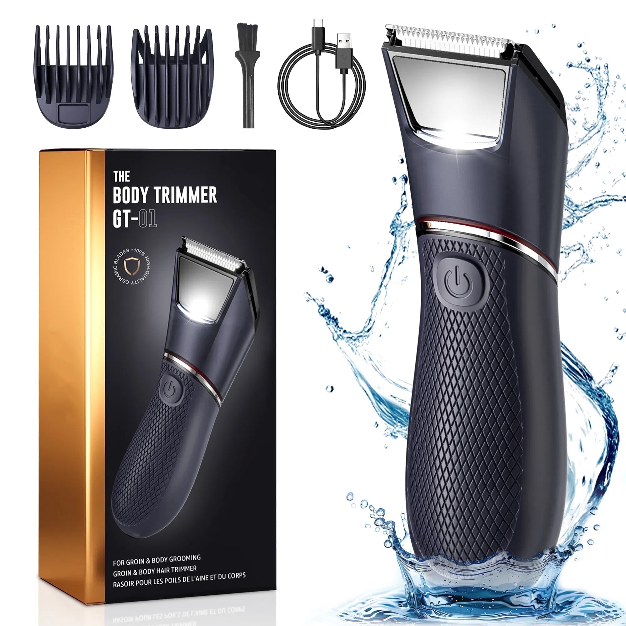 KOPEXY Body Hair Trimmer for Men, Waterproof Electric Groin Razor with ...