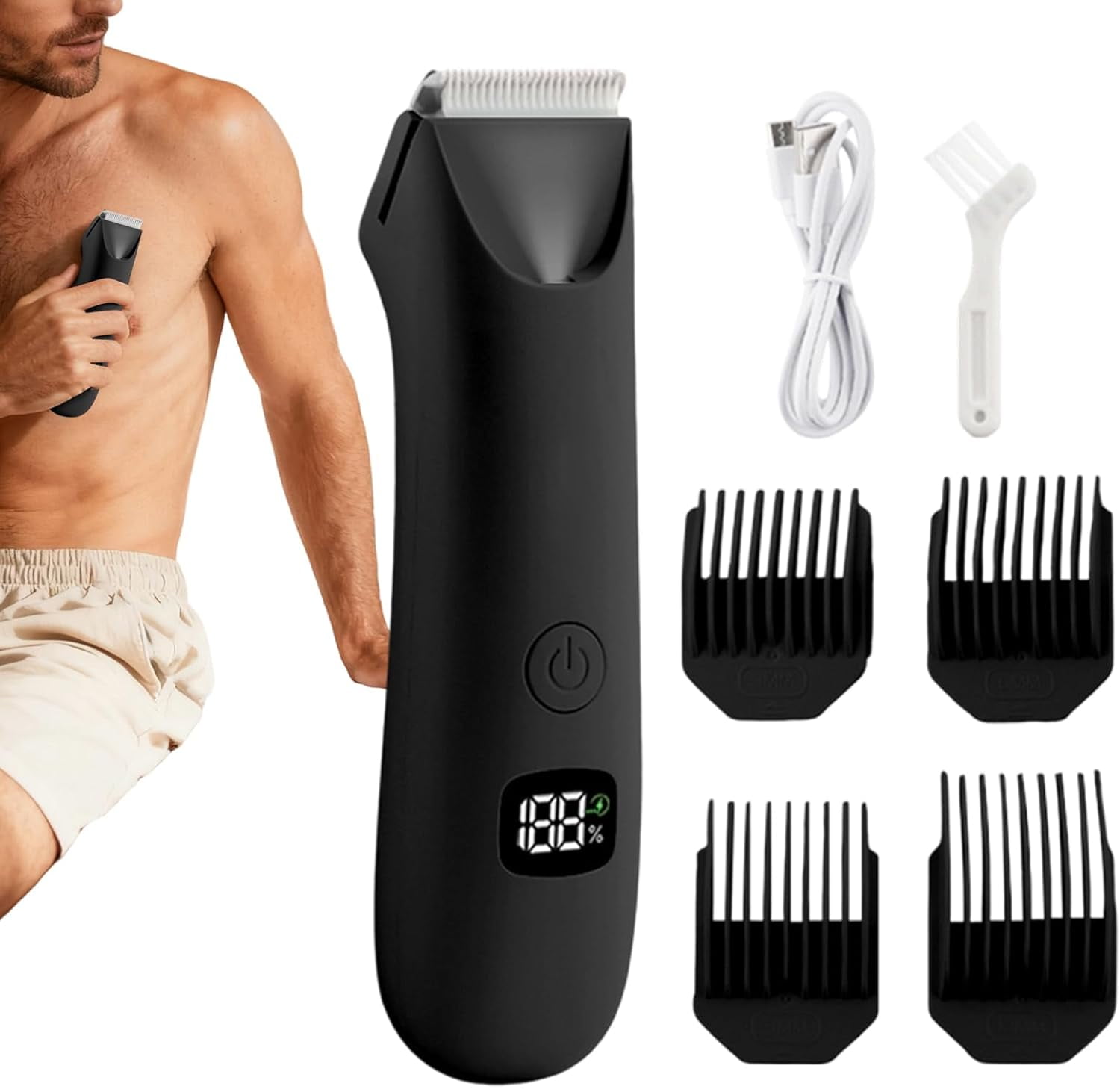 Body Hair Trimmer for Men - Electric Razor with Digital Display,5.5x1 ...