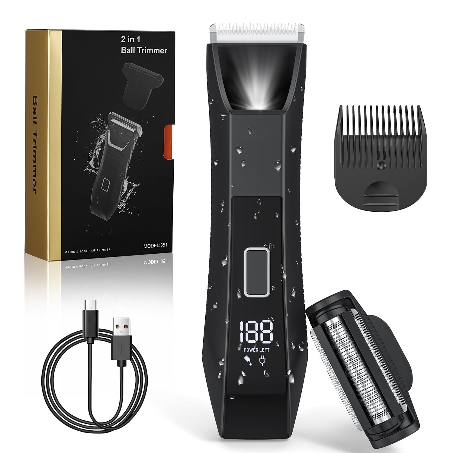 Body Hair Trimmer for Men, IPX7 Waterproof Pubic and Groin Hair Trimmer ...