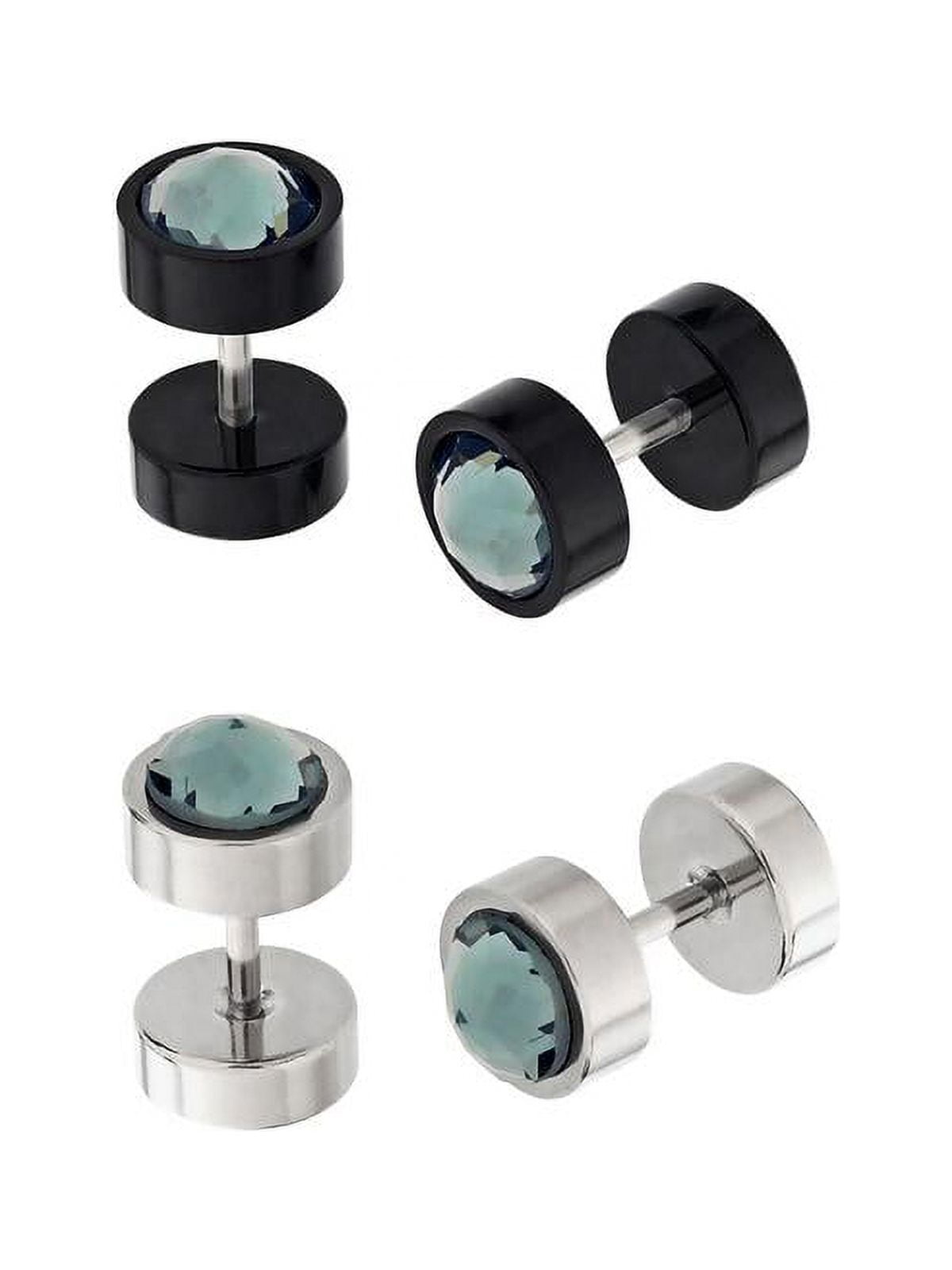 Body Jewelry 2 pair of Crystal Faux Plugs, black & white - Walmart.com