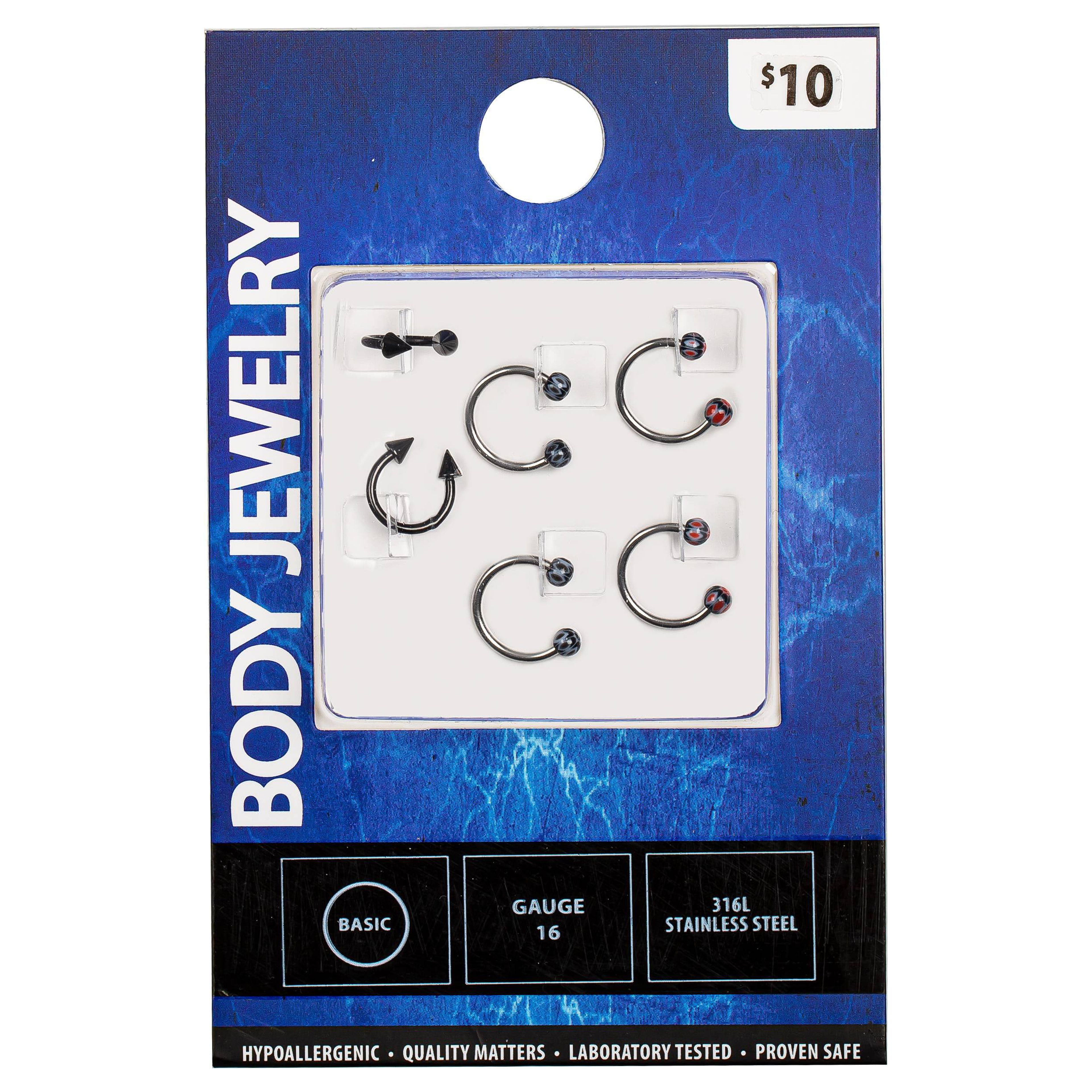 Body Jewelry- Adult Women's 18 Gauge Assorted Stainless Steel Horseshoe ...