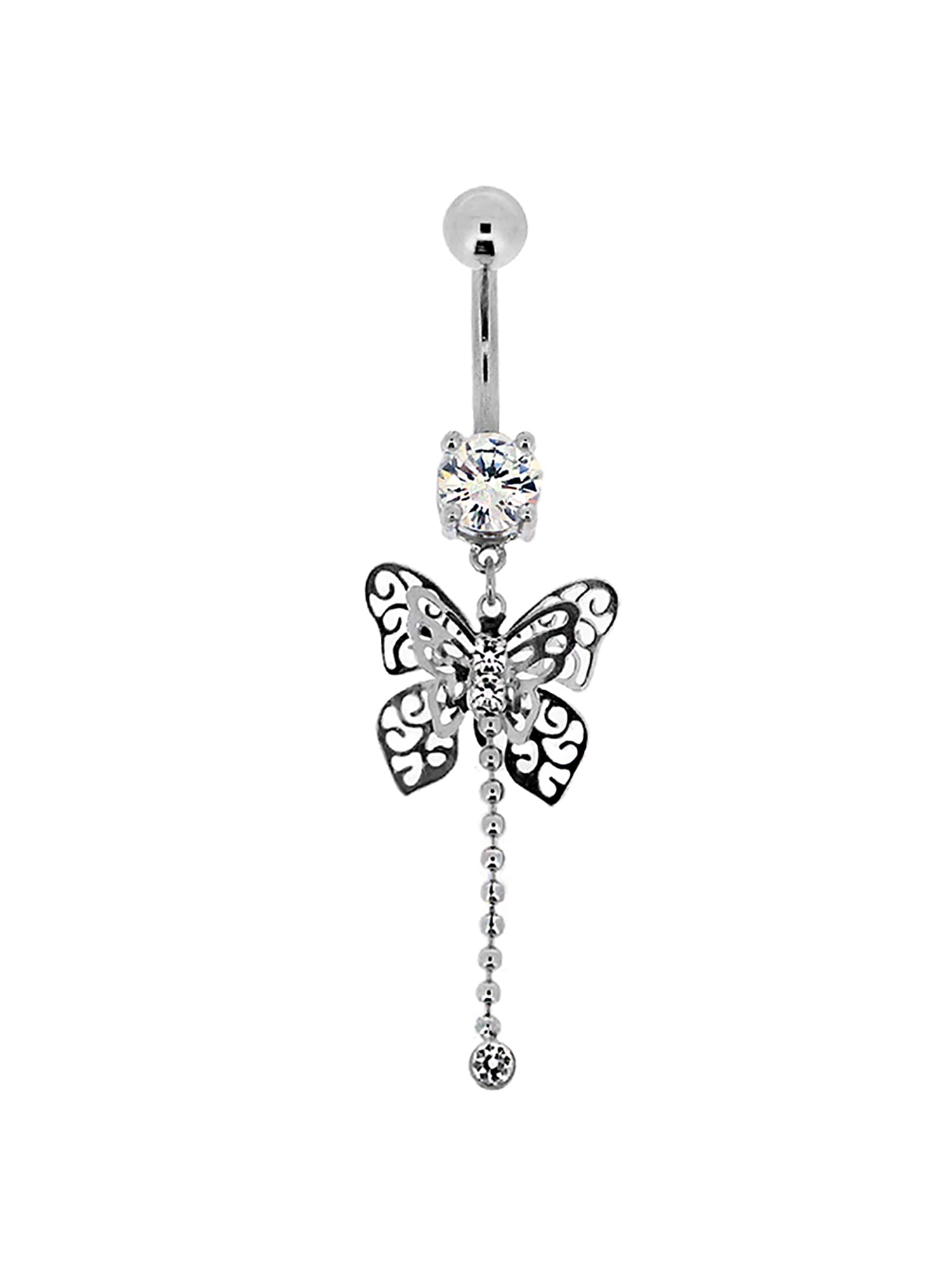Body Jewelry Butterfly, Fashion Belly Ring, Surgical Steel - Walmart.com