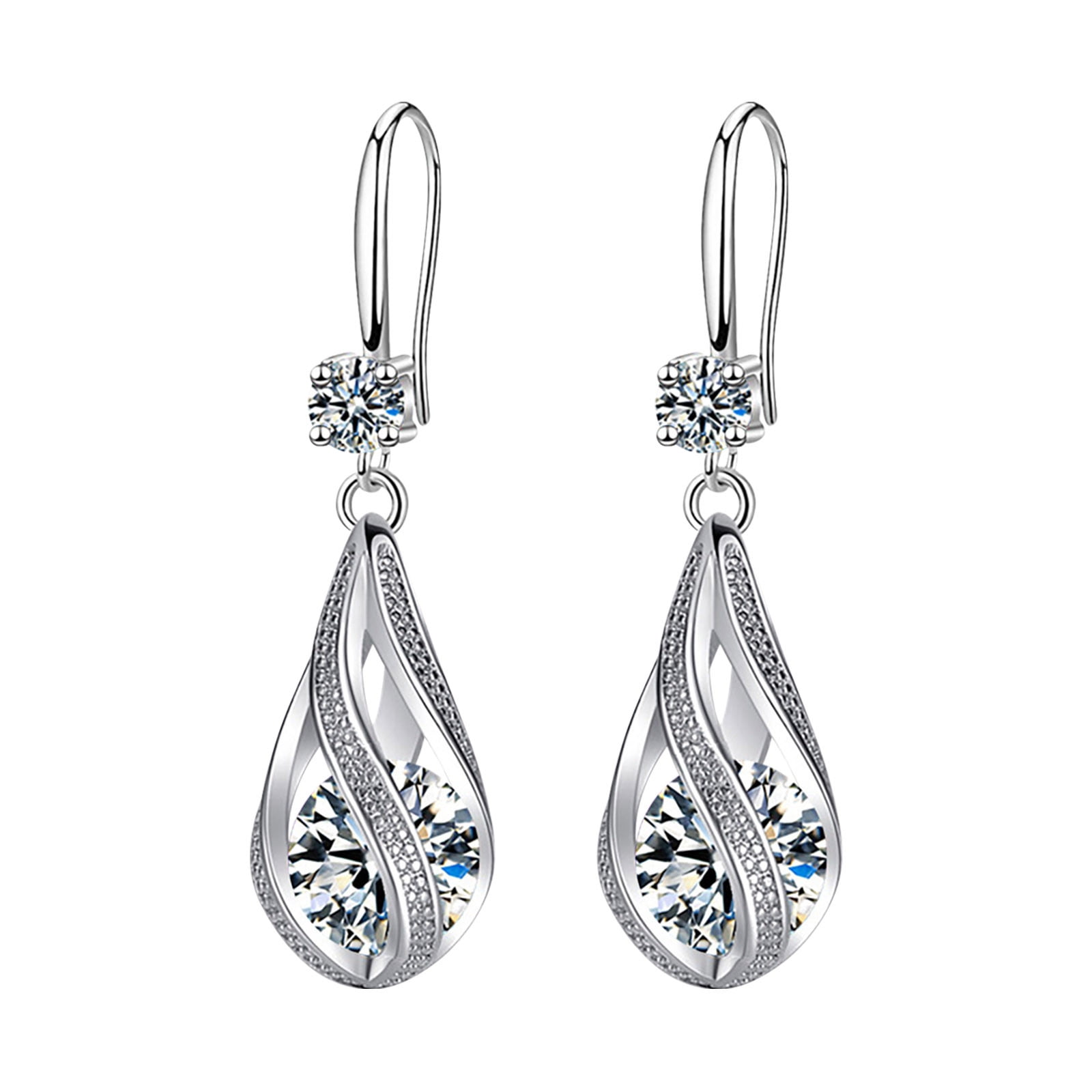 Walmart Women's Fashion Stainless Steel Round Diamond Dangling Crystal ...