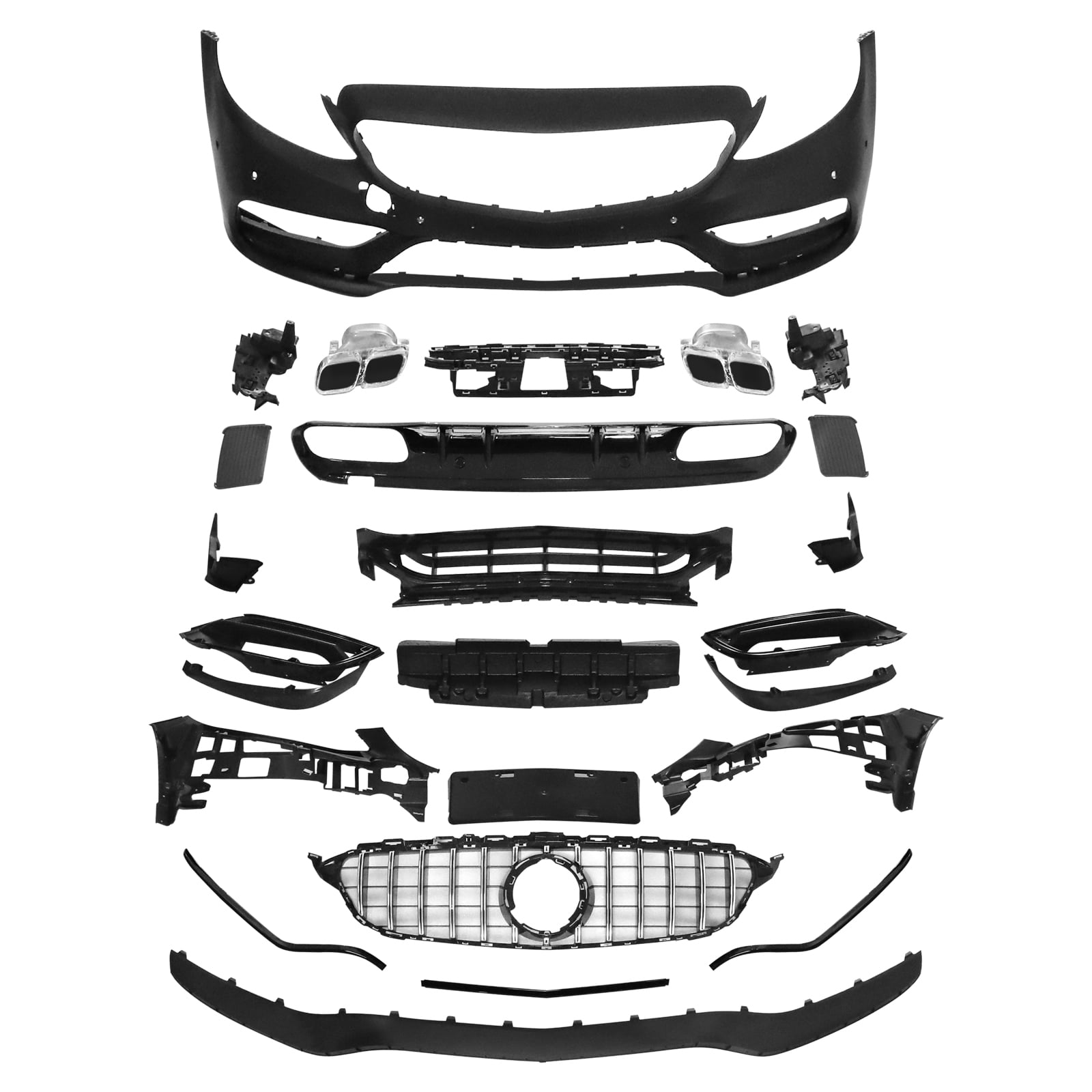 Body Kit Bumper Fit For Mercedes Benz W205 2015-2018 Facelift C63 2019 ...