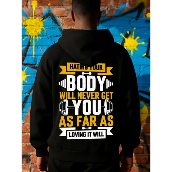 Body Love sweatshirt Exercise men regular fit black Solid Color Design ...