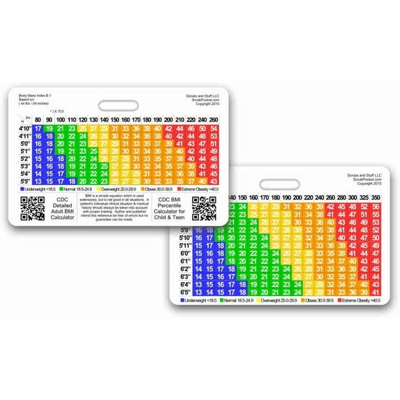 Body Mass Index (BMI) Horizontal Reference Badge ID Card (1 Card) - Walmart.com