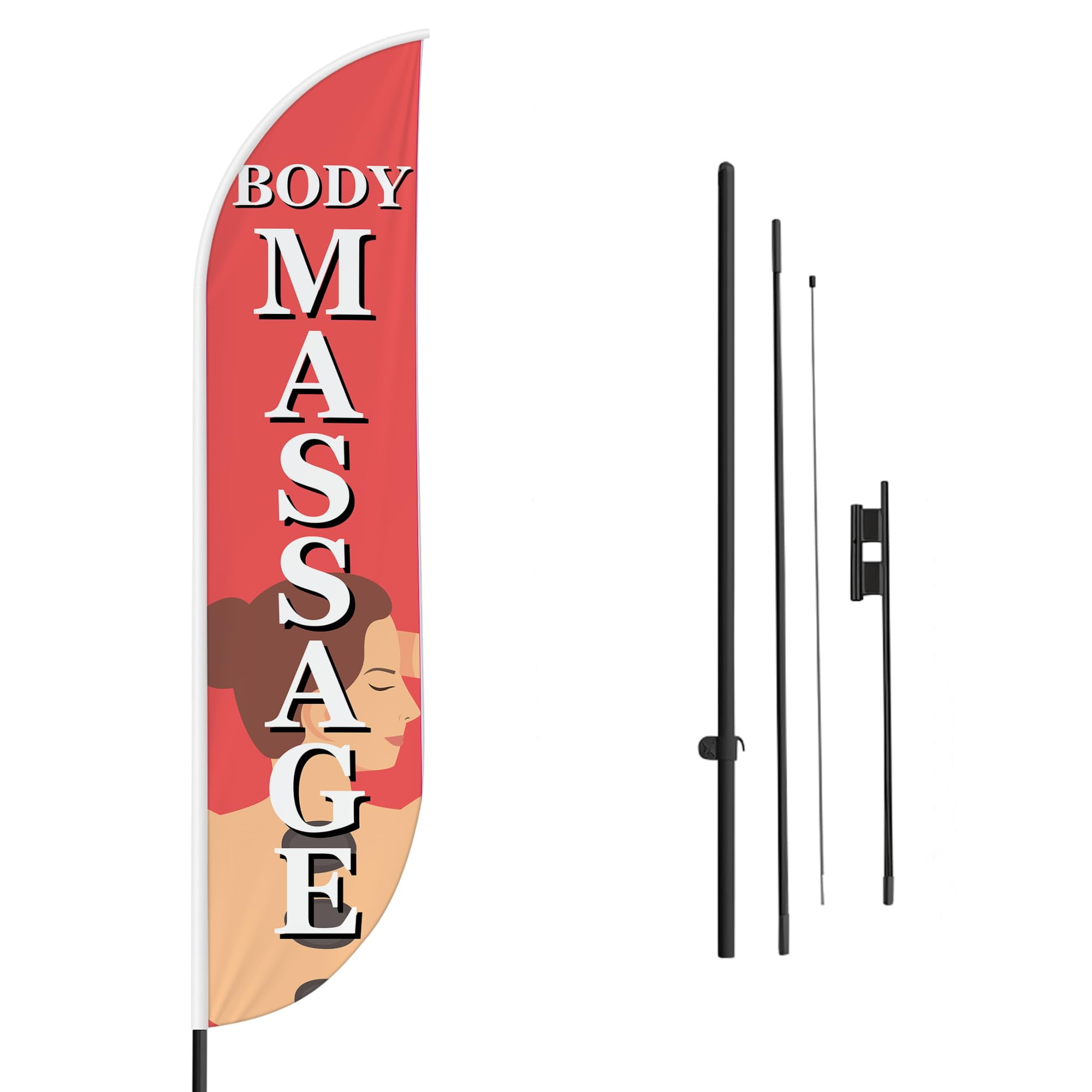 Body Massage Sign feather flag Pole Mount for Outdoor by Mavis Print ...
