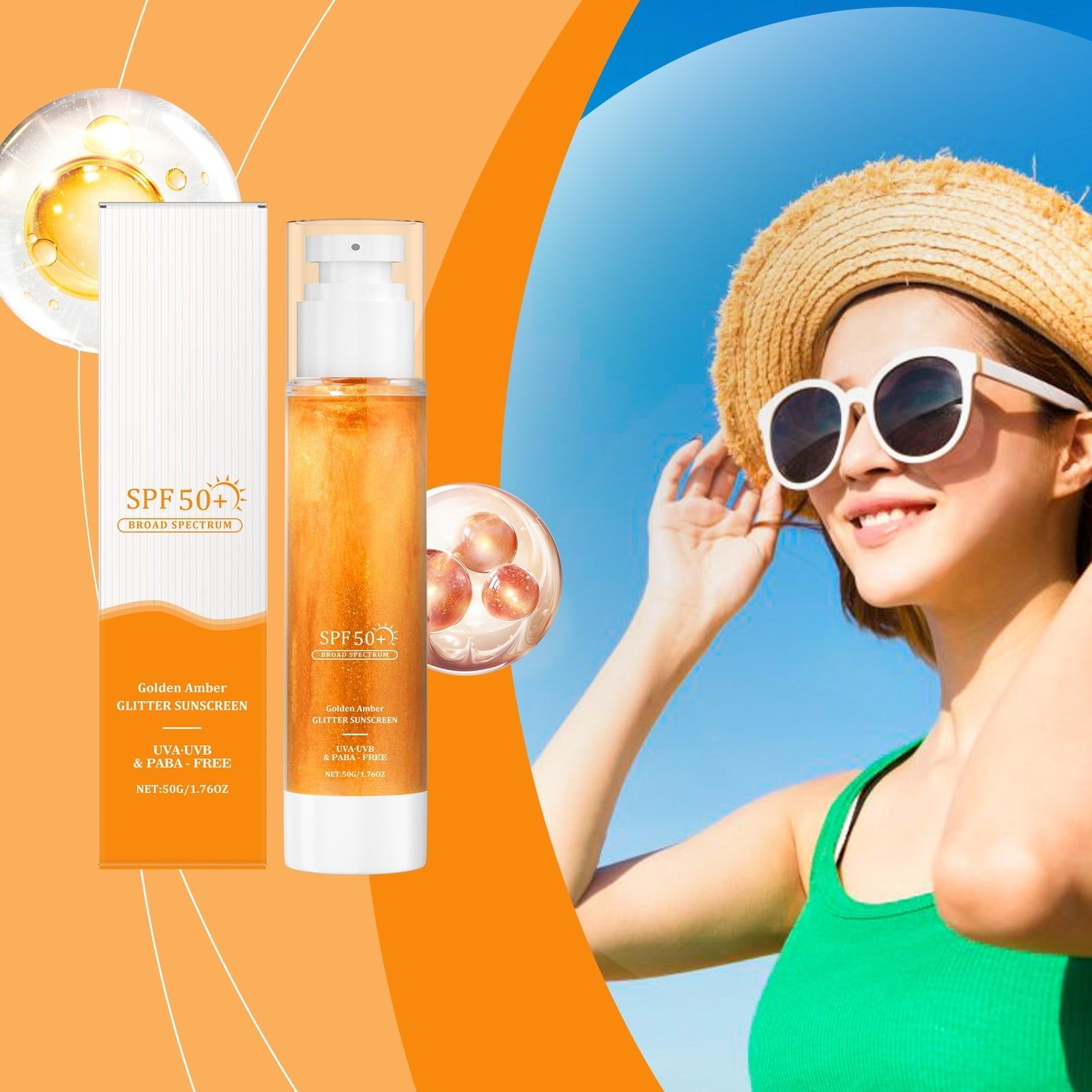 Body Mist Sun Screen SPF50+, Infused with Shimmering Body Oil，Hydrating ...