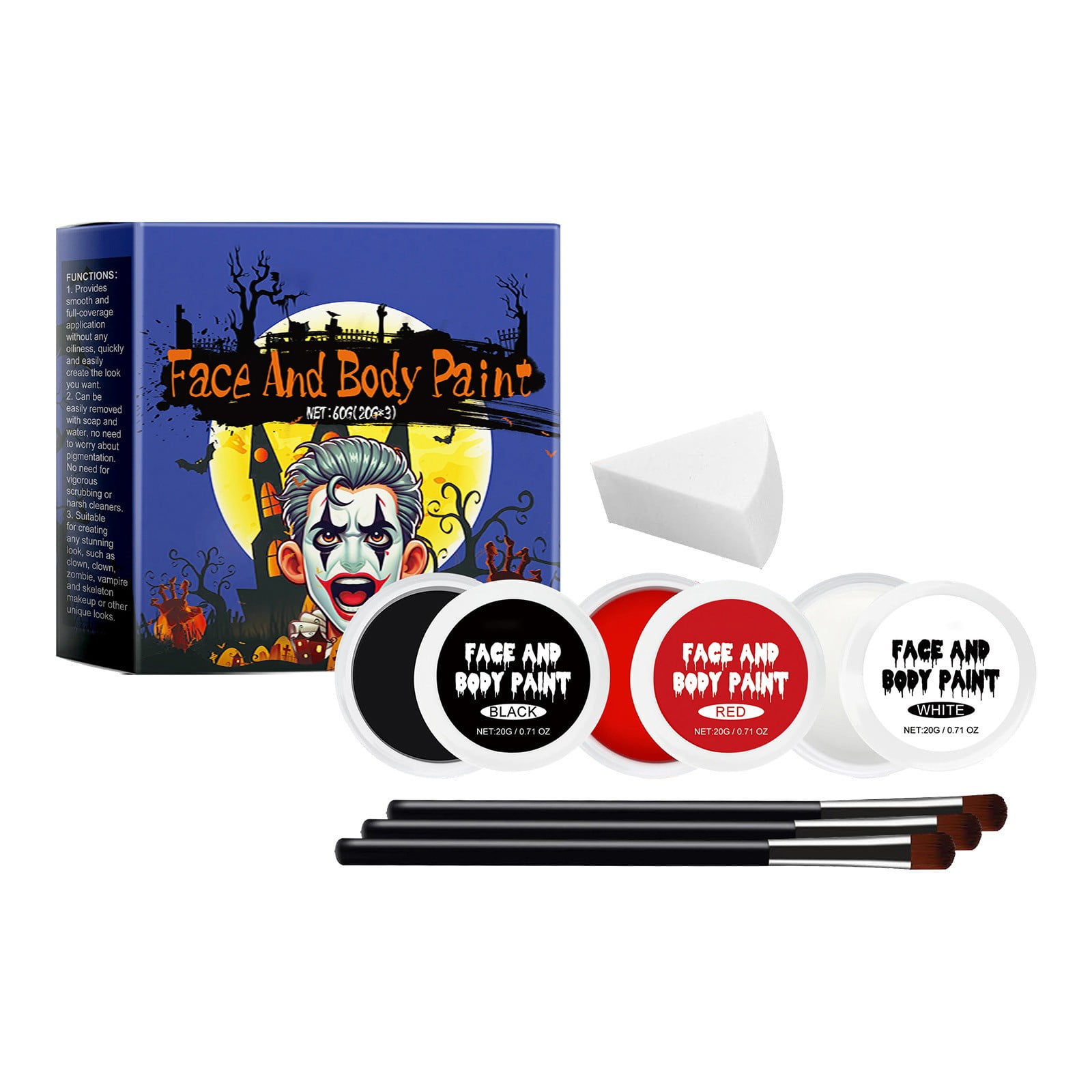 Body Paint Halloween Set Full Coverage Painted Foundation Makeup Clown ...