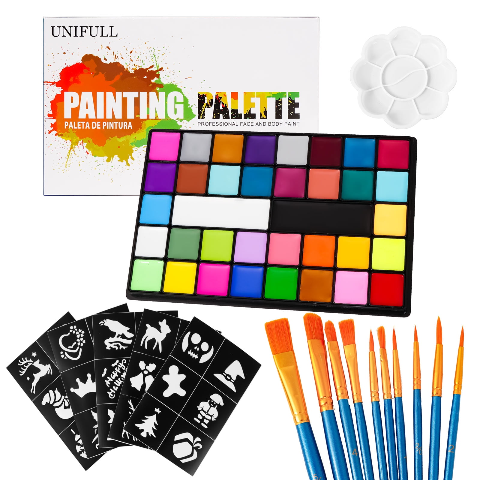 Body Paint Kit for Halloween,36 Colors Safe Neon Body Paint Kit ...