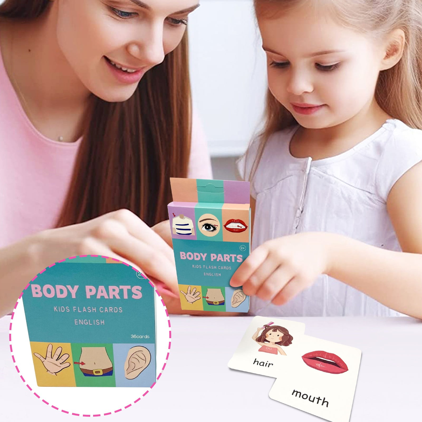 Body Parts Flash Cards, 36 Cards, Small Boxes for Toddlers, FlashCards ...