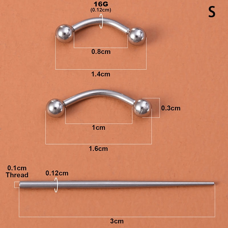 Body Piercing Kit Surgical Steel Threaded Taper Pin Needles Lip Nose ...