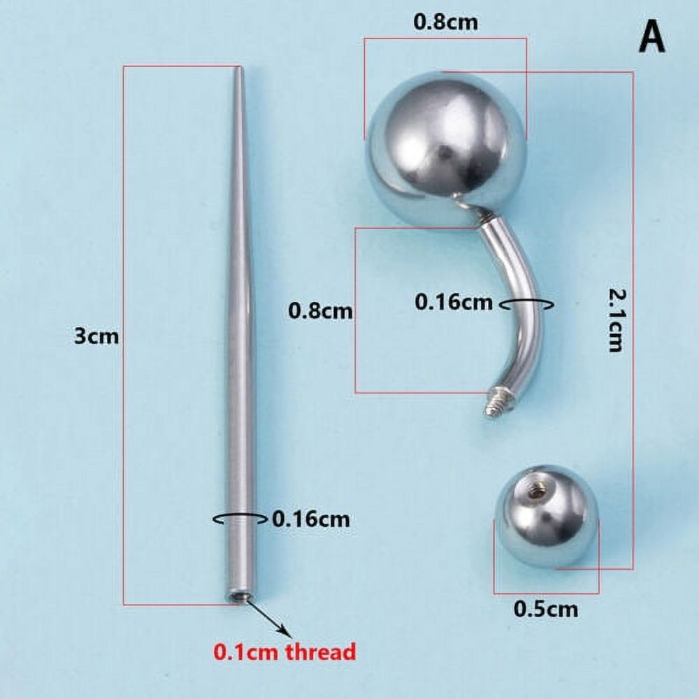 Body Piercing Kit Surgical Steel Threaded Taper Pin Needles Lip Nose ...