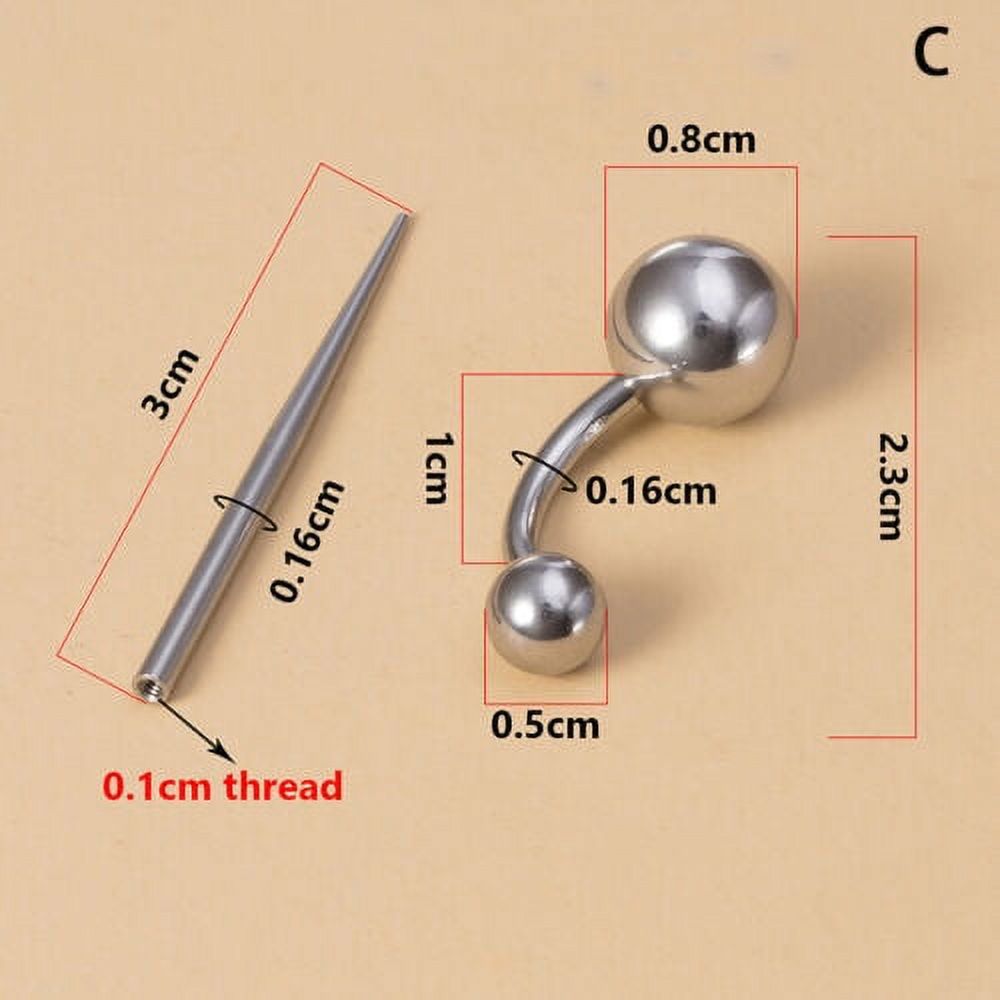Body Piercing Kit Surgical Steel Threaded Taper Pin Needles Lip Nose ...
