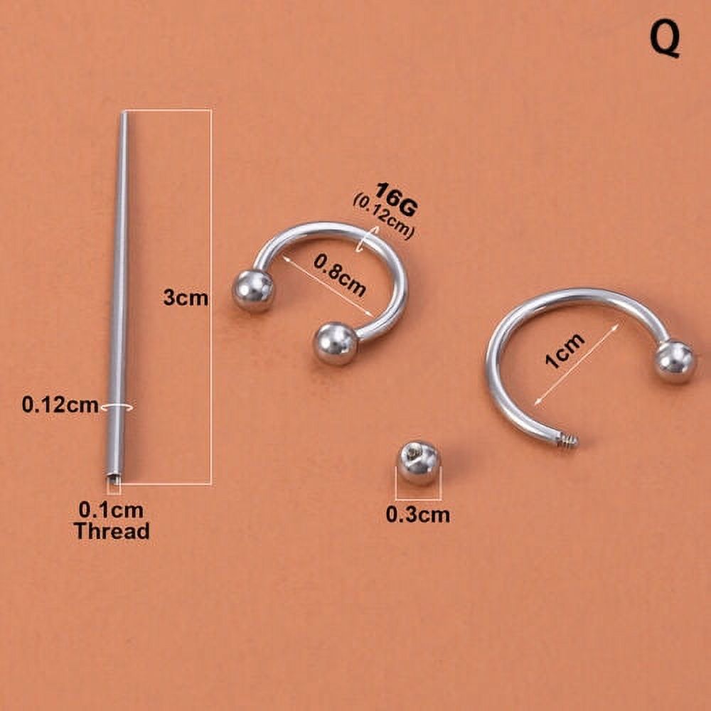 Body Piercing Kit Surgical Steel Threaded Taper Pin Needles Lip Nose ...