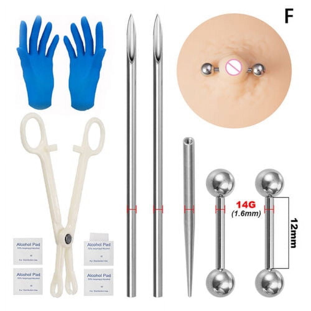 Body Piercing Kit Surgical Steel Threaded Taper Pin Needles Lip Nose ...