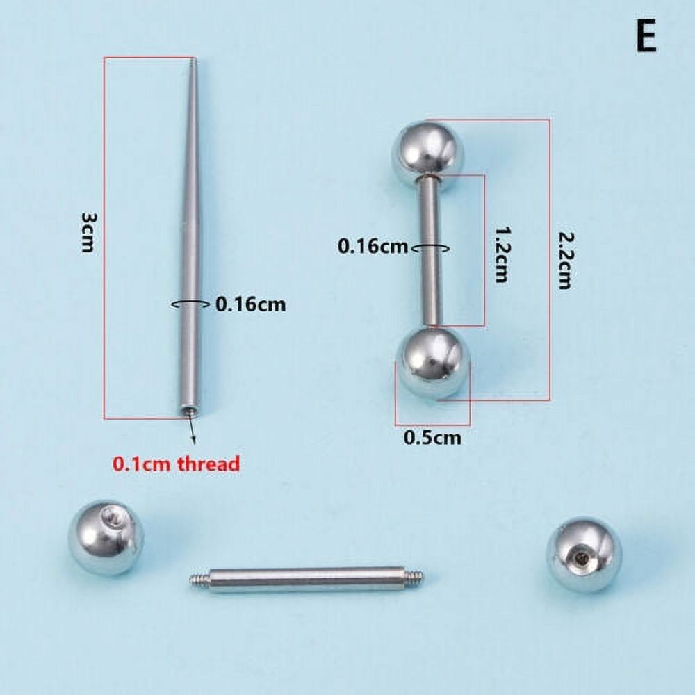 Body Piercing Kit Surgical Steel Threaded Taper Pin Needles Lip Nose ...