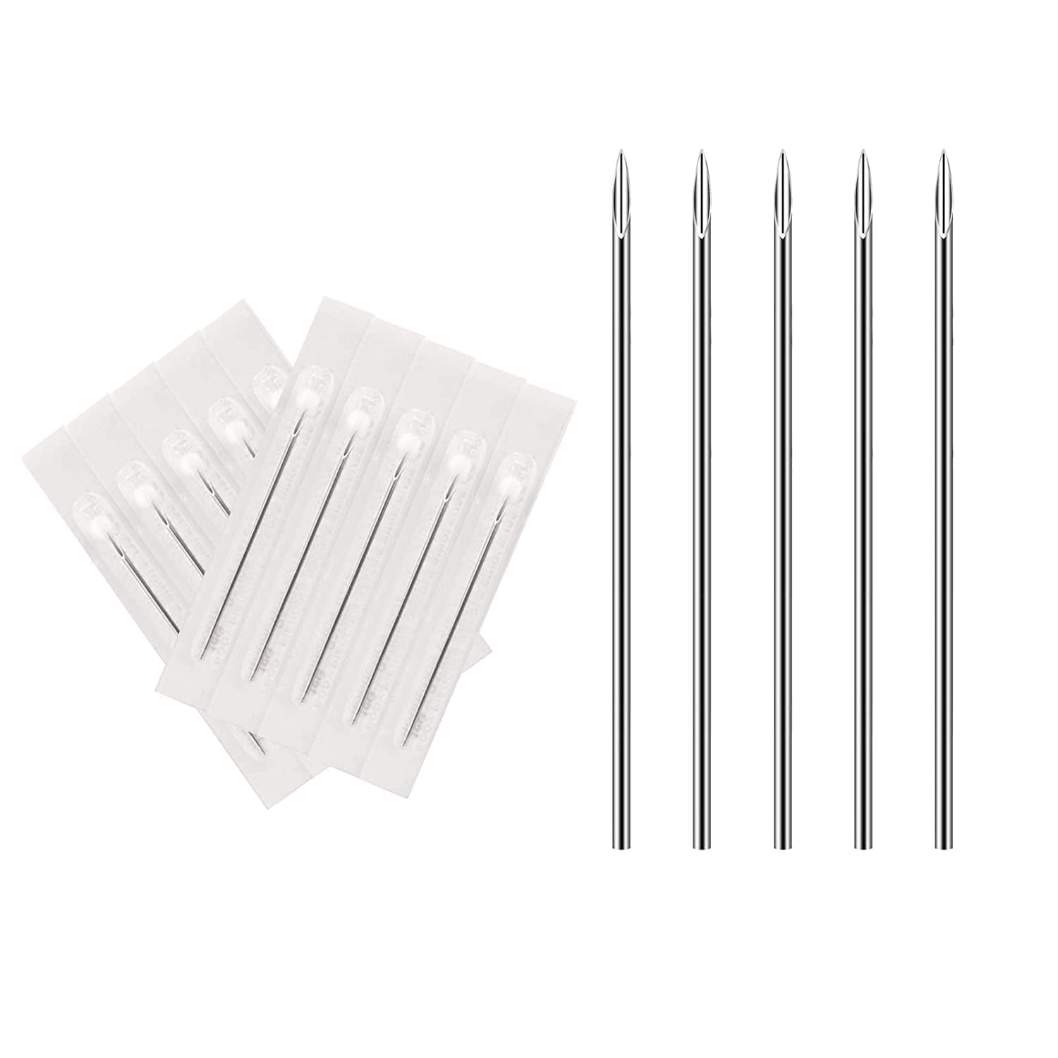Body Piercing Needles, 10pcs 16G Stainless Steel Sterile Disposable Ear ...