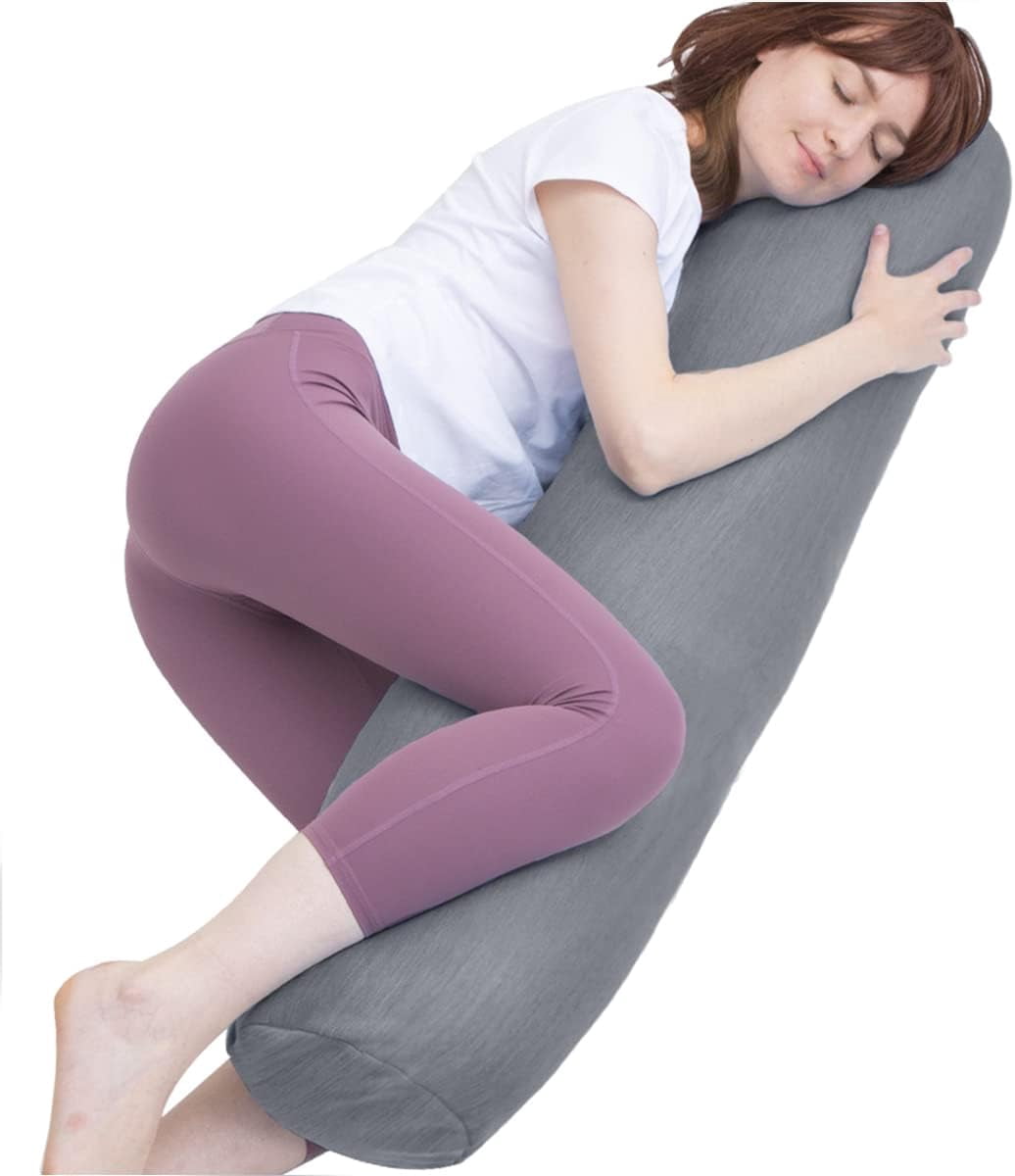 Body Pillow, Bolster Pillow with Cooling Cover, Long Round Roll ...