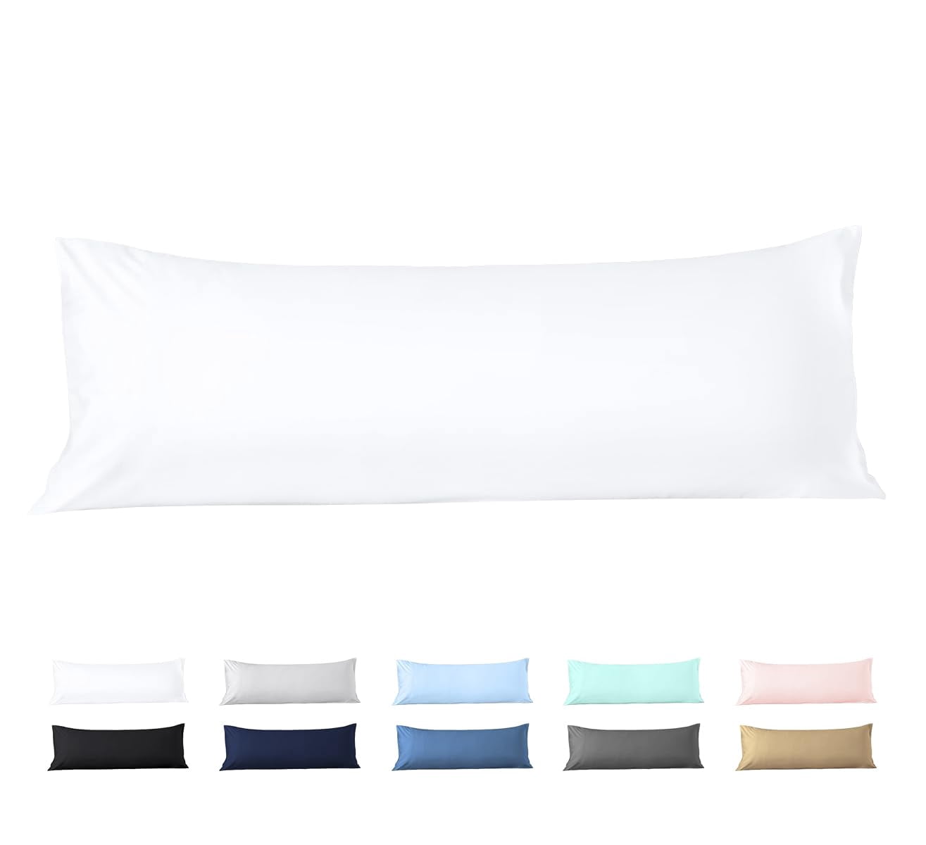 Body Pillow Case 20" x 60" White 100% Egyptian Cotton Zipper Closure ...